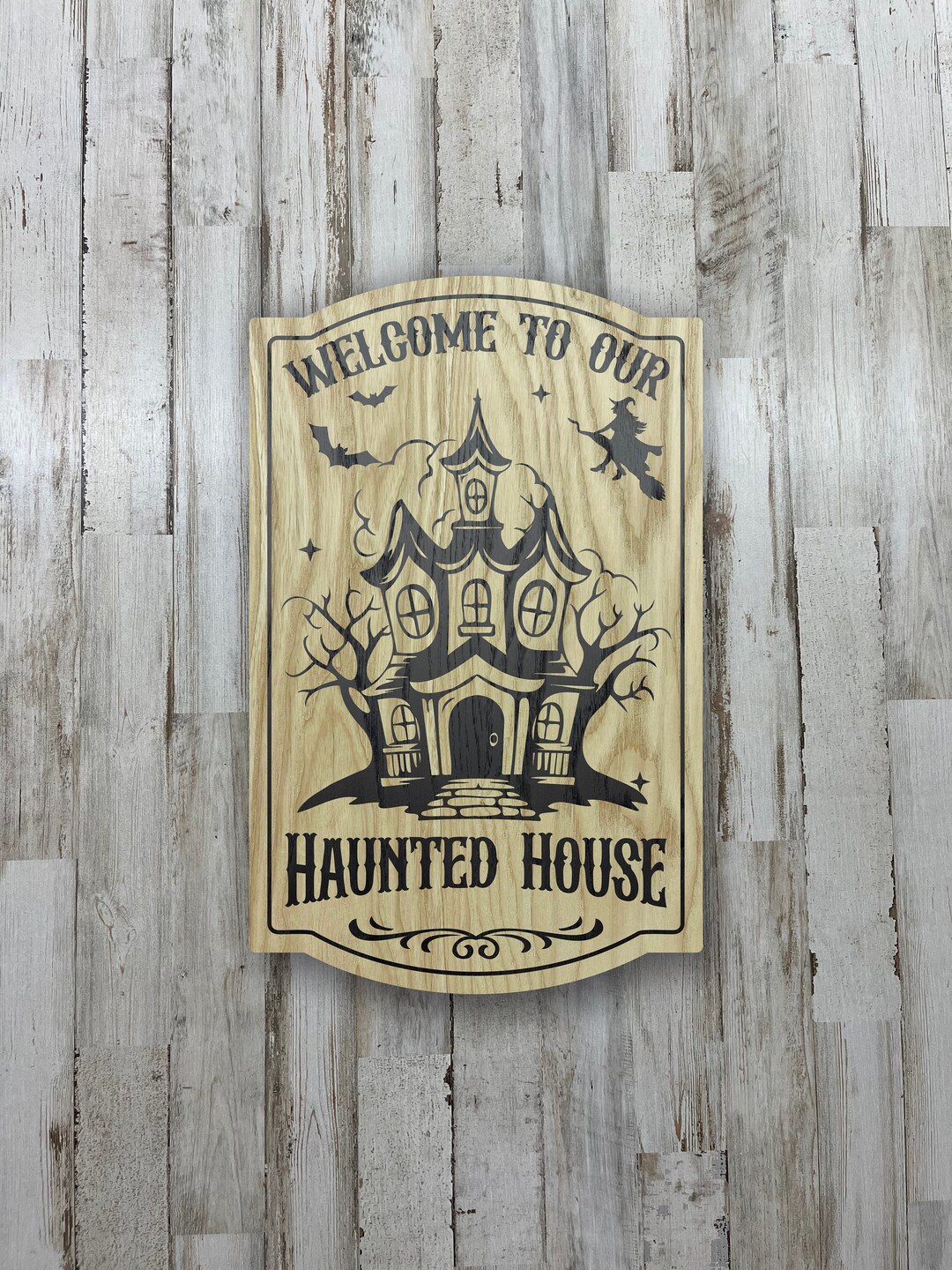 Welcome to Our Haunted House Halloween Hardwood Sign - Etsy