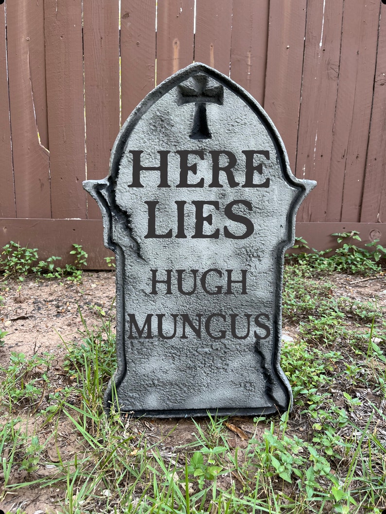 Handmade Halloween "hugh Mungus" Tombstone - Etsy