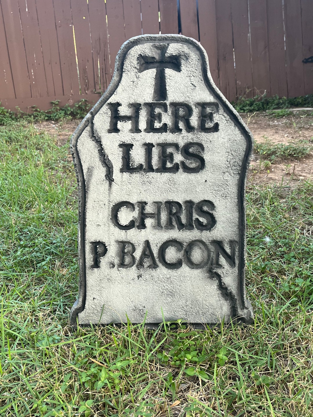 Handmade Halloween "chris P. Bacon" Tombstone - Spooky Decor - Etsy