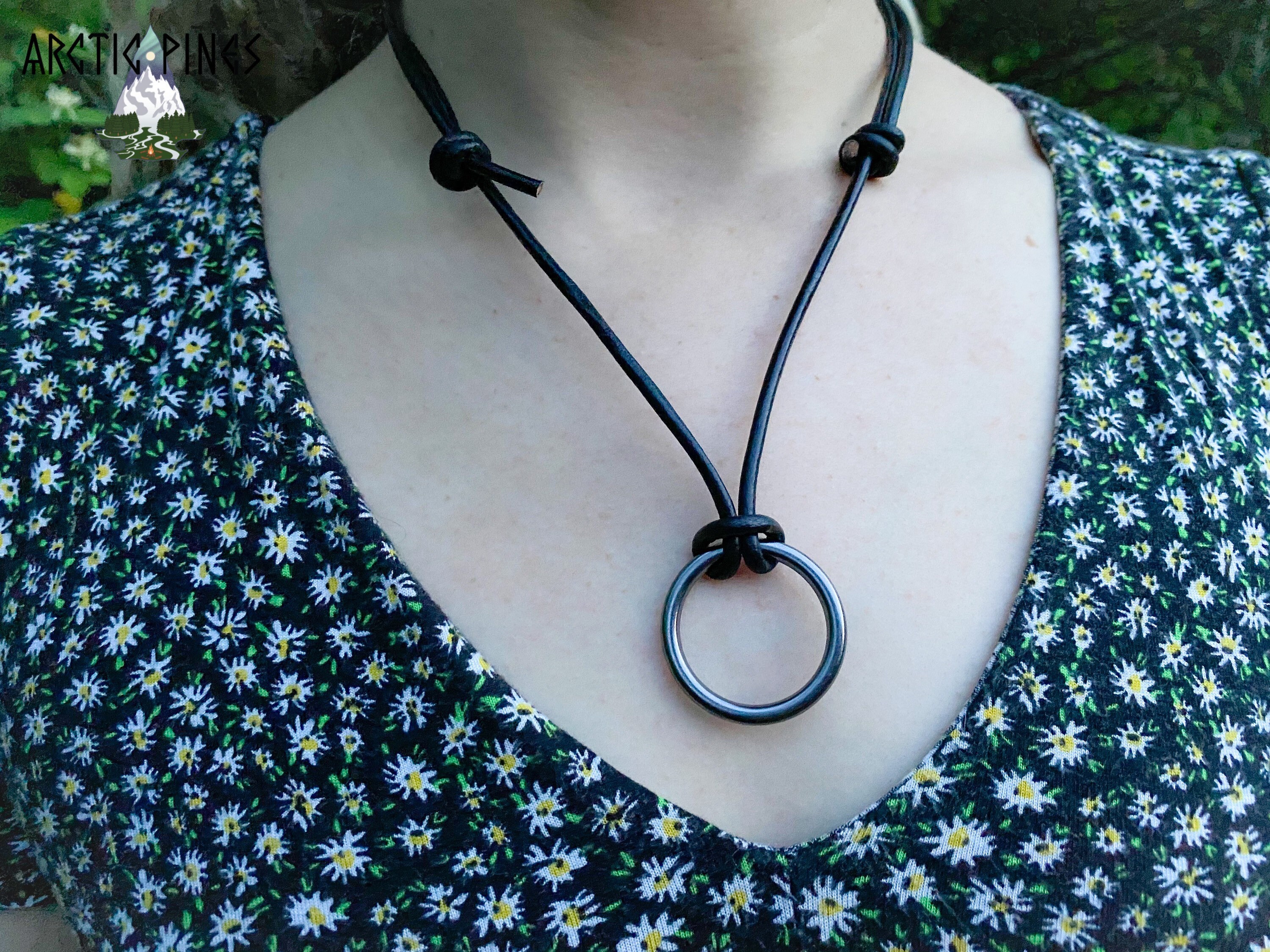 Leather O Ring Necklace - Adjustable Length - Etsy