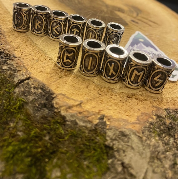 Viking Runes Beads / Runic Alphabet Dreadlock Bead / Hair Wrap - Etsy
