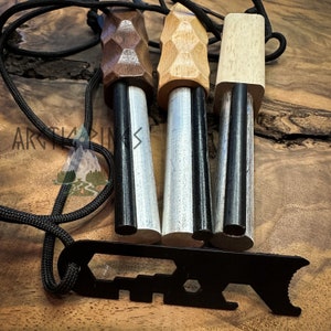 Magnesium Ferro Rod Fire Starter, Wood Handle Fire Starter, EDC Gear ...