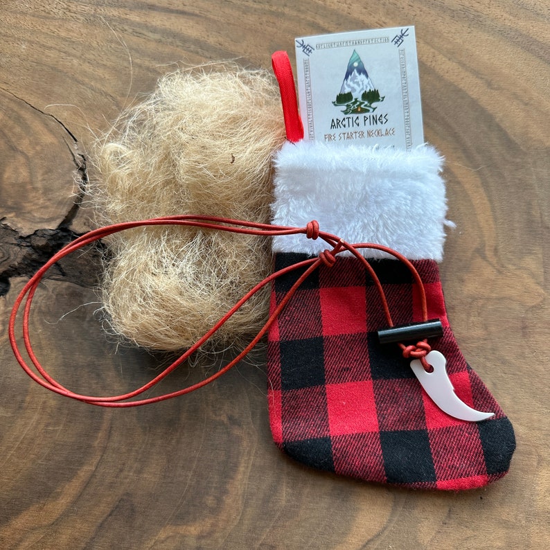 Buffalo Plaid Stocking BEAR CLAW Fire Starter Necklace, Ferro Rod ...