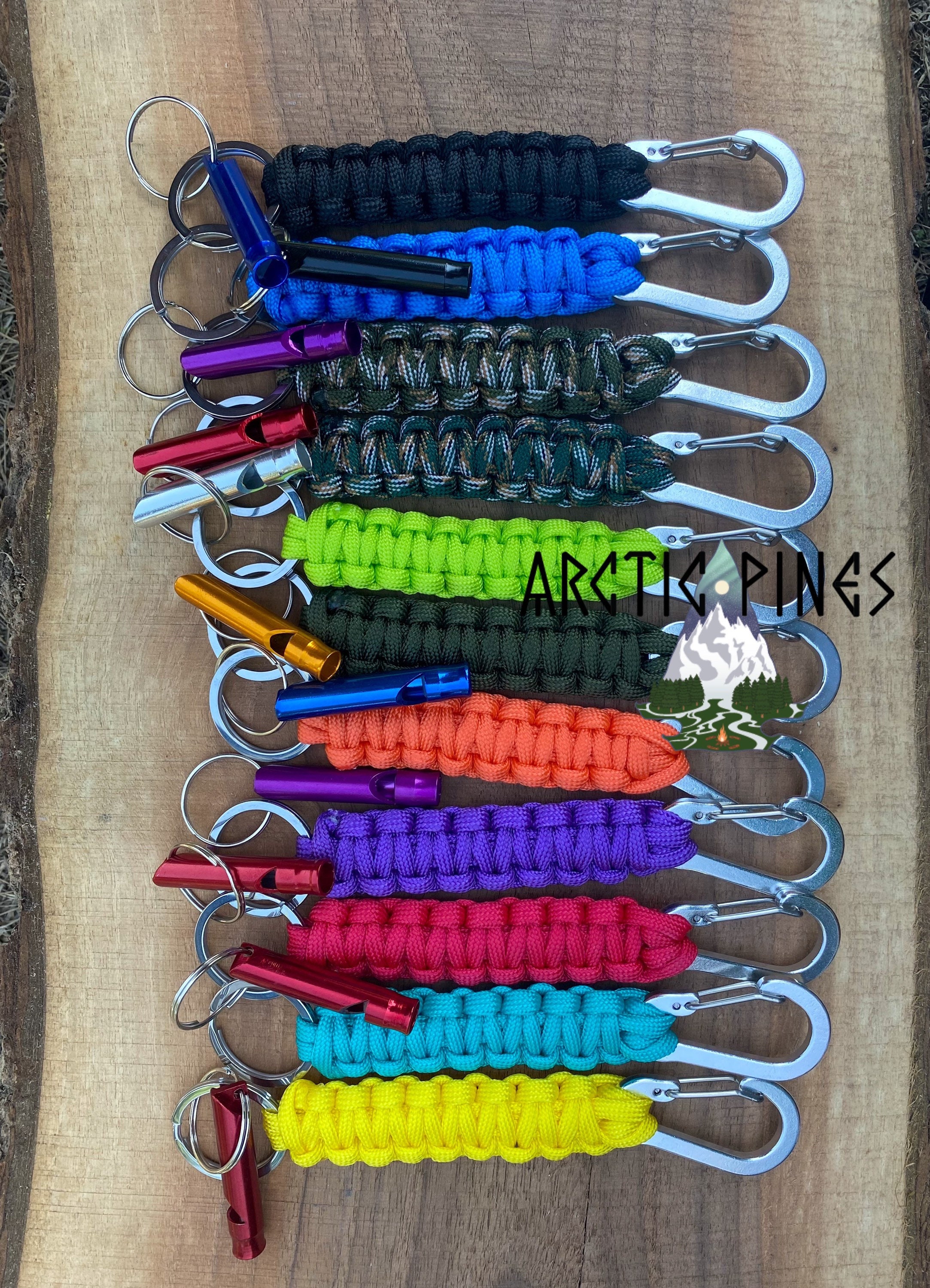 Paracord Keychain With Carabiner Clips and Whistle Survival - Etsy