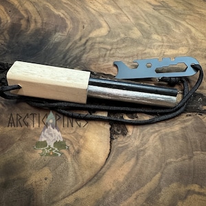 Magnesium Ferro Rod Fire Starter, Wood Handle Fire Starter, EDC Gear ...