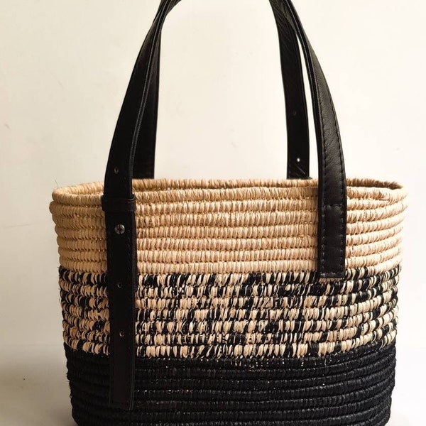 Black Raffia Bag - Etsy UK