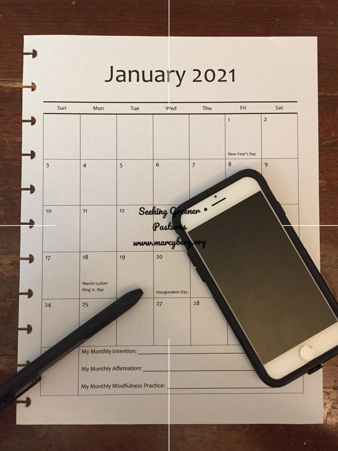 2021 Printable 2021 Monthly Mindfulness Planner Calendar - Etsy