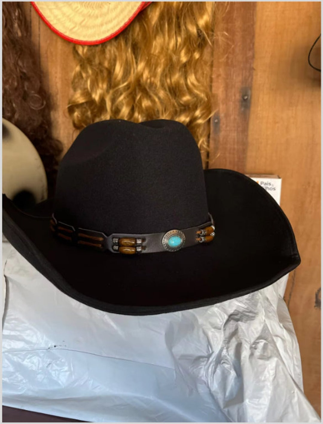 Western Cowboy Hat, Black Fedora, Unisex Winter Fedora, Wide Brim ...
