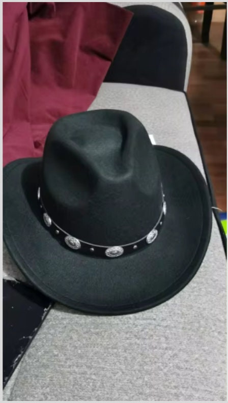 Handcrafted Felt Wide Brim Western Cowboy Hat Unisex Emerald Decor All ...