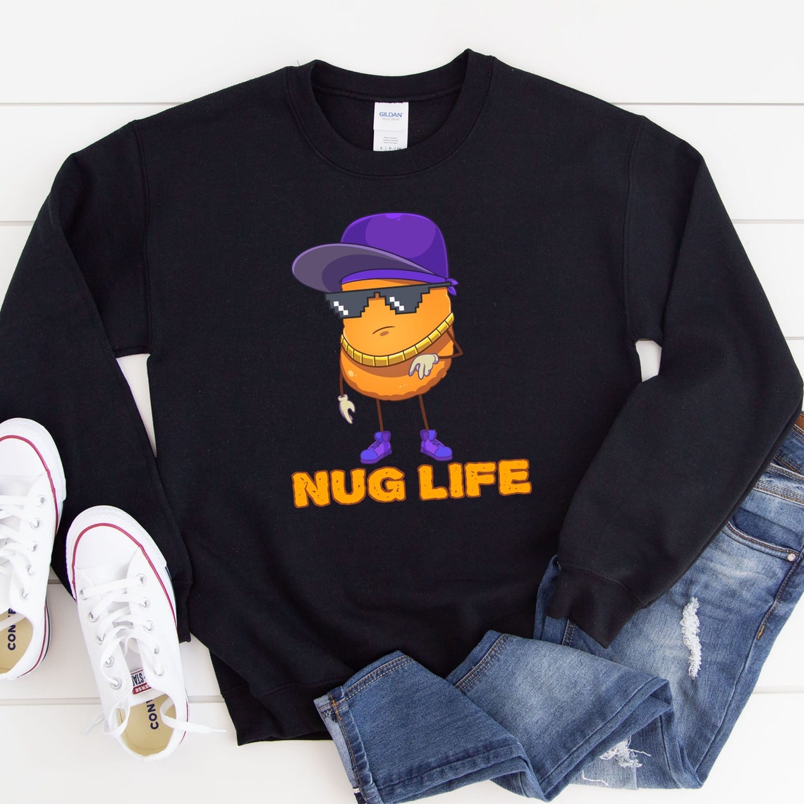 Nug Life Chicken Nuggets Gangster Fast Food Humor Love Junkie | Etsy