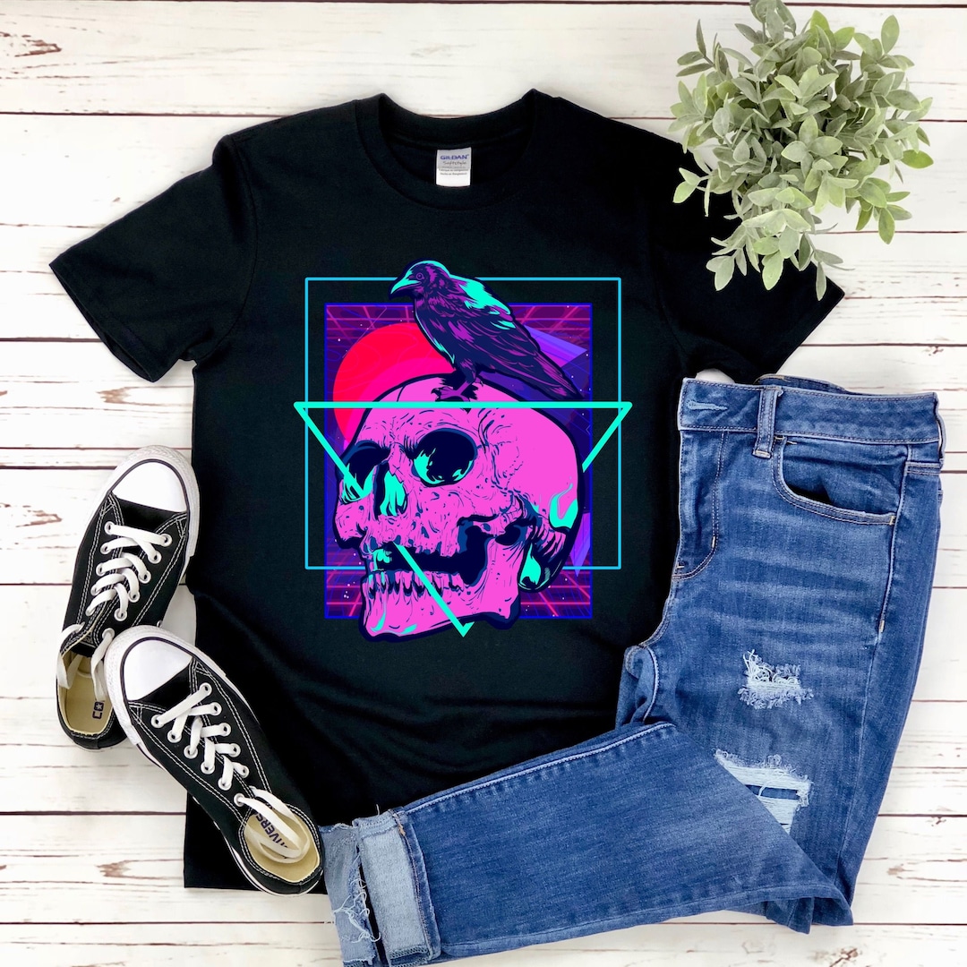 Vaporwave Aesthetic Skull Crow Gothic Retrowave Retro Synthwave Goth ...