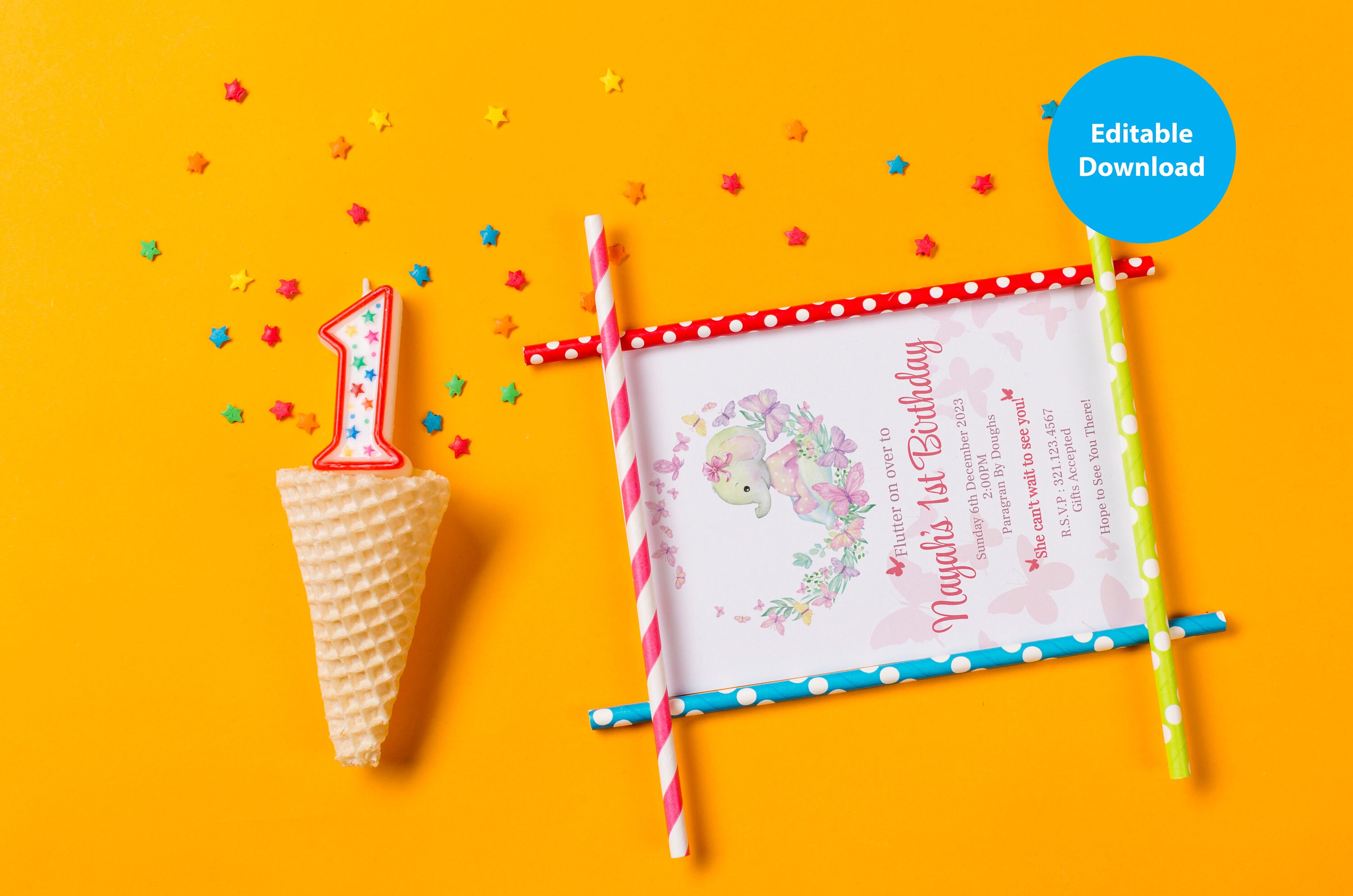 Flutter on Over Birthday Invitation Template | Editable Birthday Party ...