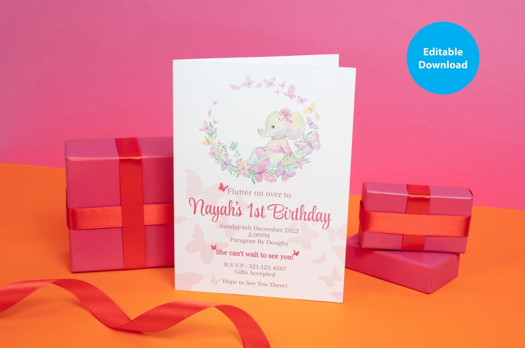 Flutter on Over Birthday Invitation Template | Editable Birthday Party ...