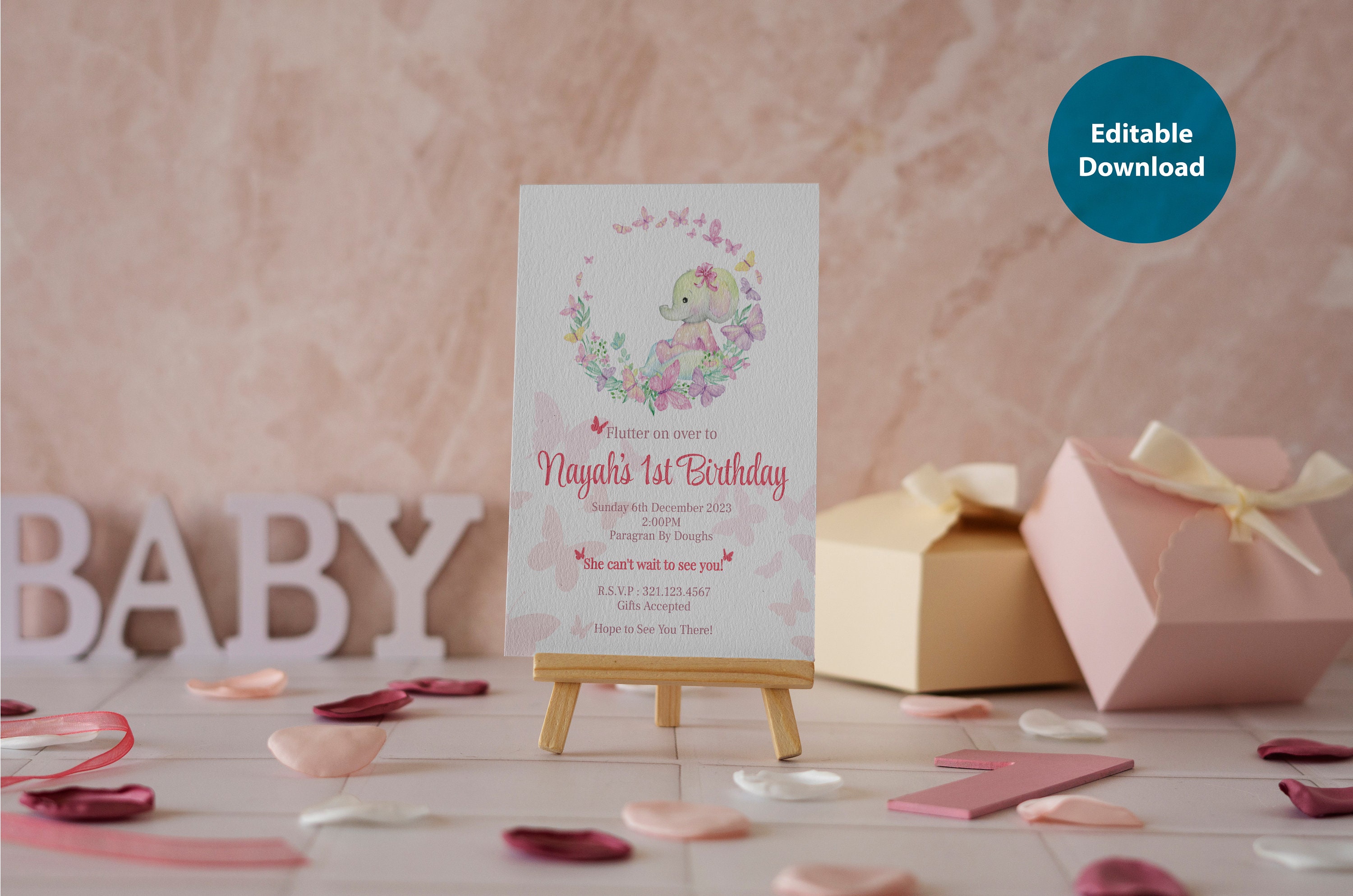 Flutter on Over Birthday Invitation Template | Editable Birthday Party ...