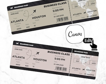 Editable Travel Ticket Template, DIY Airplane Ticket, Custom Airline Ticket Gift,surprise ...