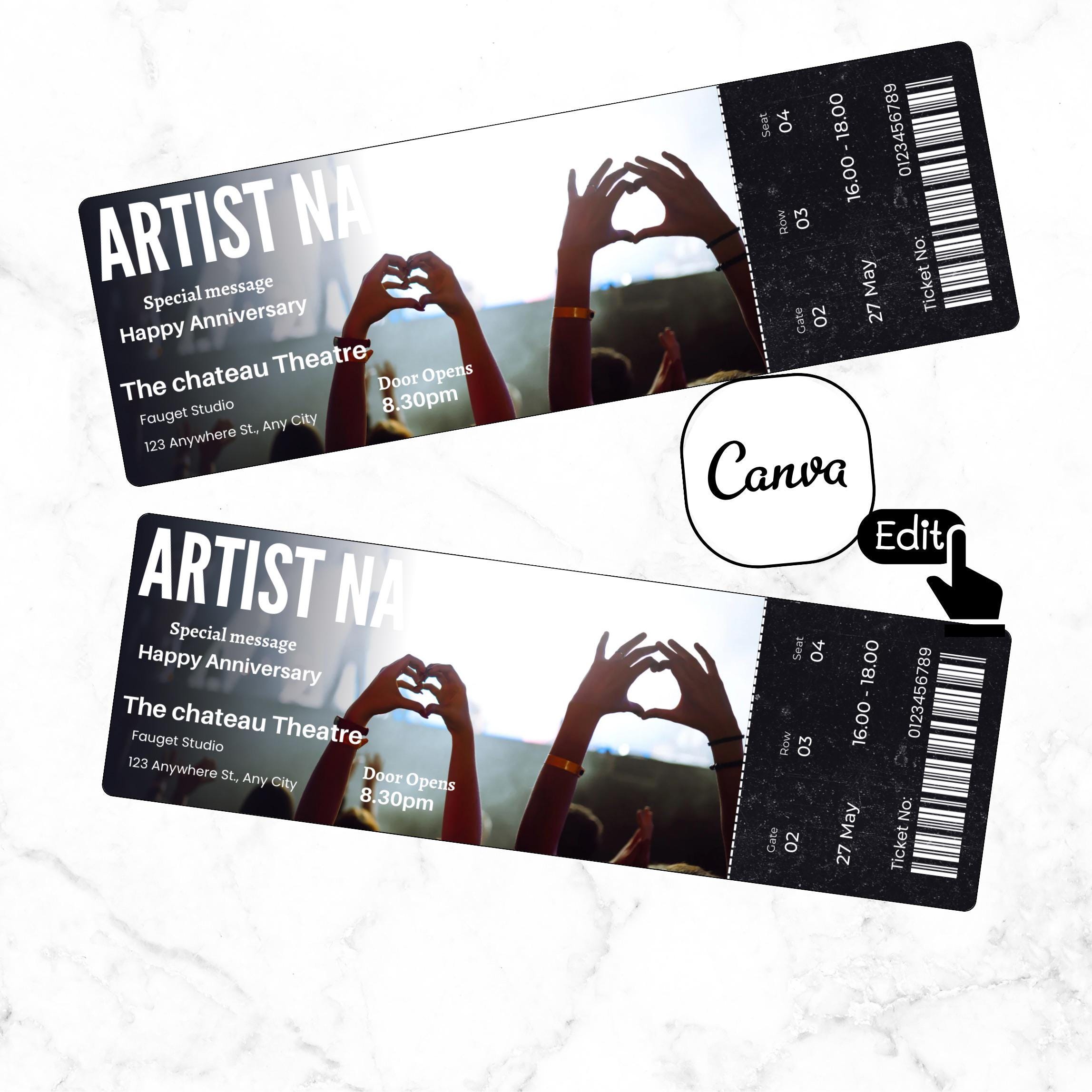 Editable Concert Ticket Template,diy Concert Ticket, Custom Concert ...