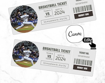 Editable Sports Ticket Template, DIY Basketball Ticket, Custom Sports ...