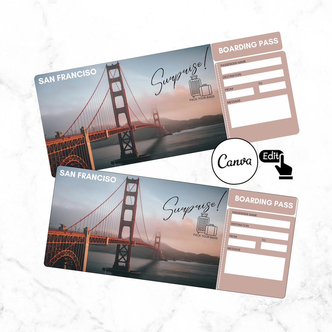 Editable Travel Ticket Template, DIY Airplane Ticket, Custom Airline ...