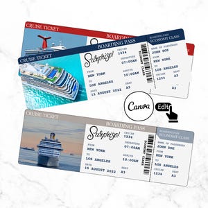 Editable Travel Ticket Template, DIY Airplane Ticket, Custom Airline Ticket Gift,surprise ...