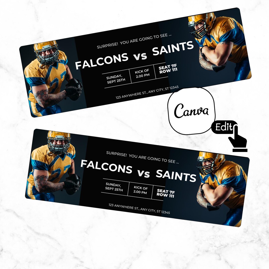 Editable Sports Ticket Template, DIY Football Ticket, Custom Sports ...
