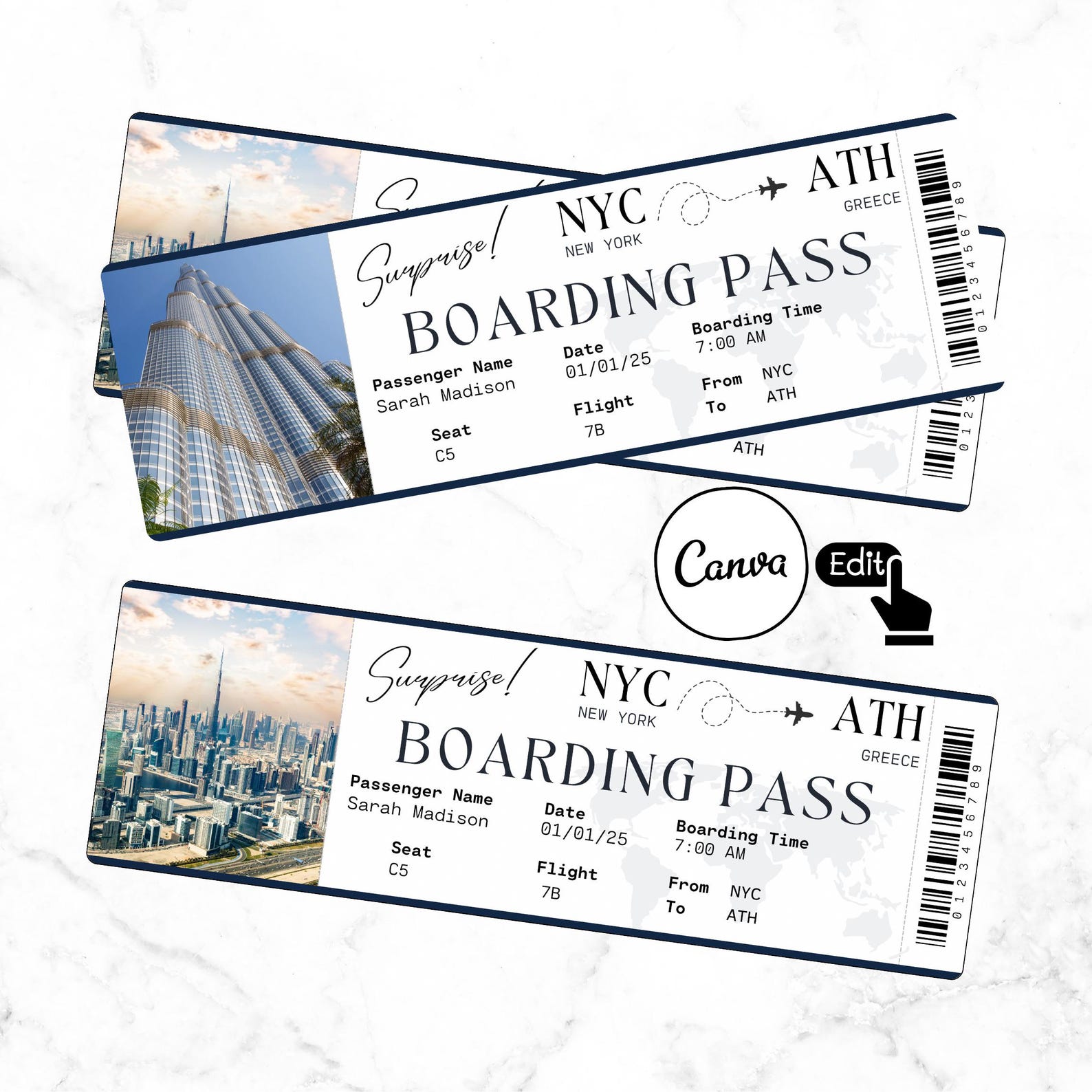 Editable Travel Ticket Template, DIY Airplane Ticket, Custom Airline ...