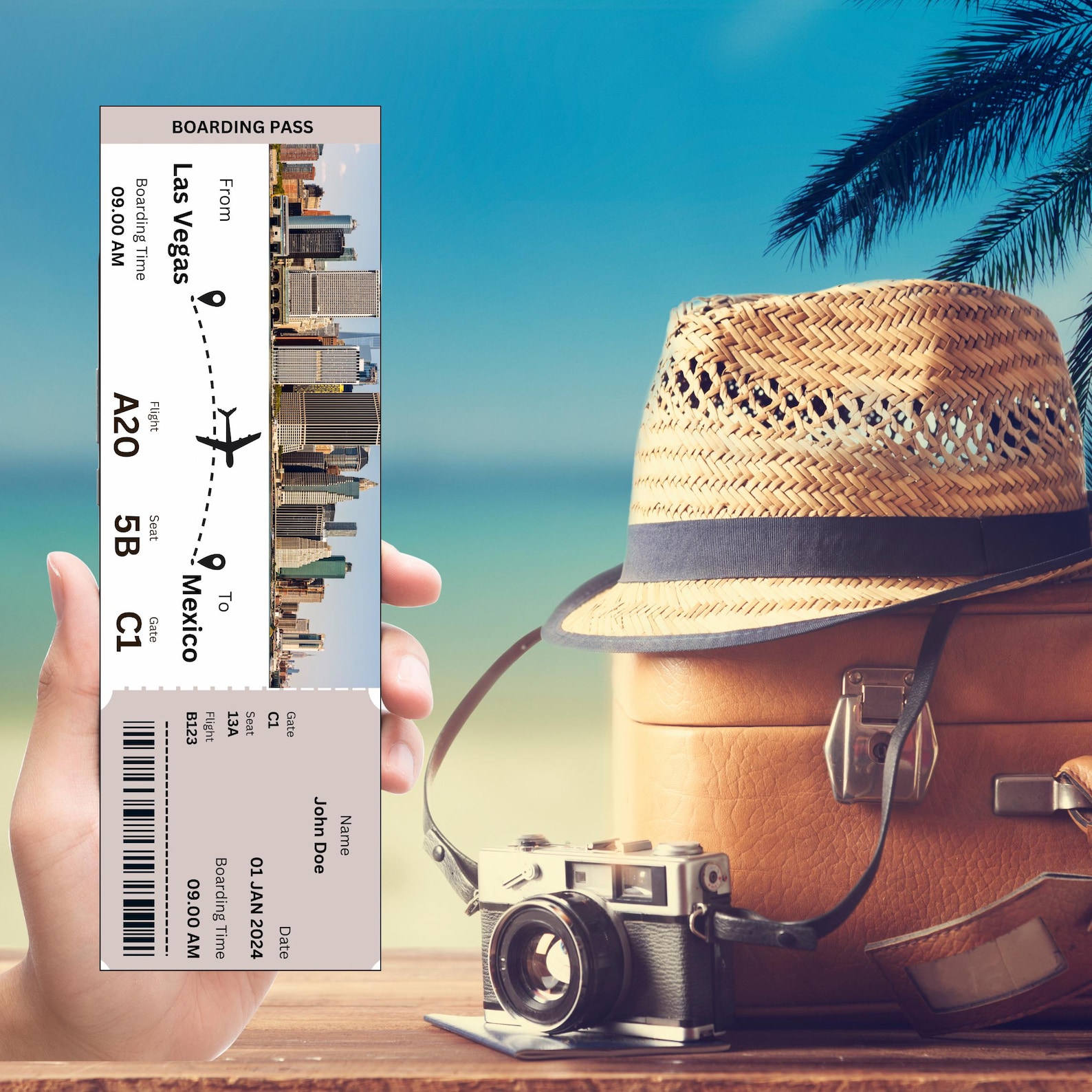 Editable Travel Ticket Template, DIY Airplane Ticket, Custom Airline ...