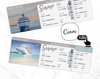 Editable Travel Ticket Template, DIY Airplane Ticket, Custom Airline Ticket Gift,surprise ...