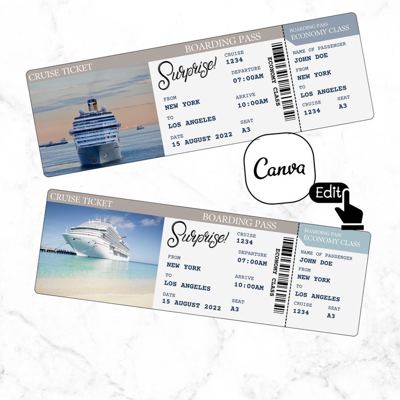 Editable Travel Ticket Template, DIY Airplane Ticket, Custom Airline ...