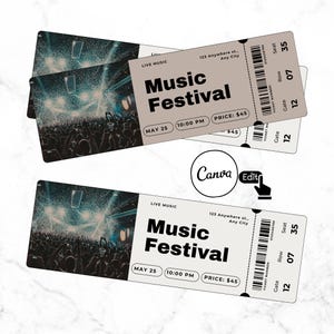 Editable Concert Ticket Template,diy Concert Ticket, Custom Concert ...