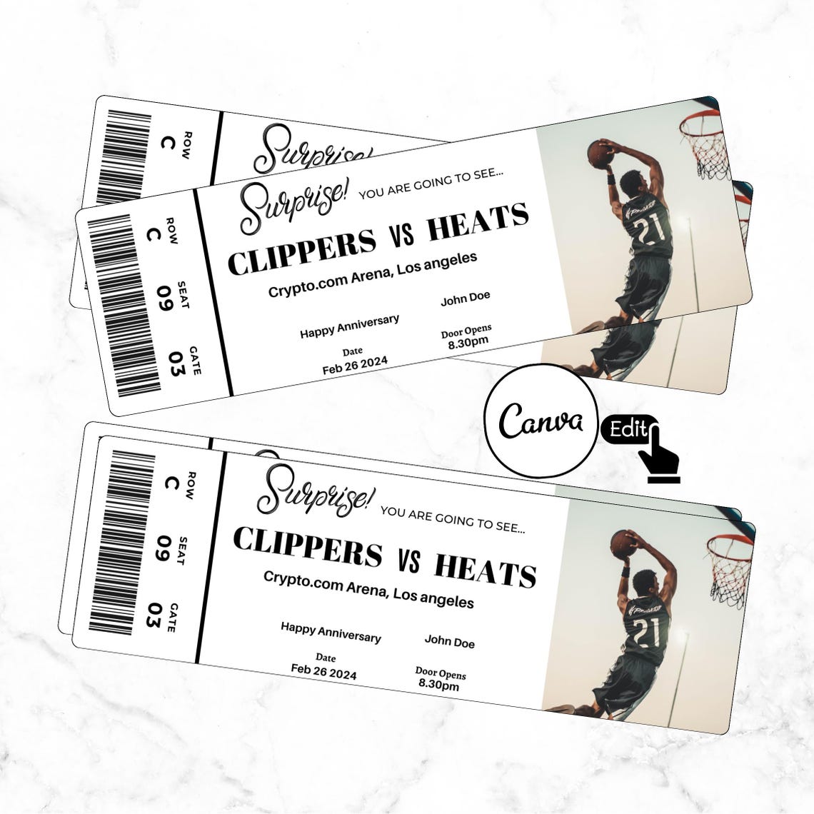 Editable Sports Ticket Template, DIY Basketball Ticket, Custom Sports ...