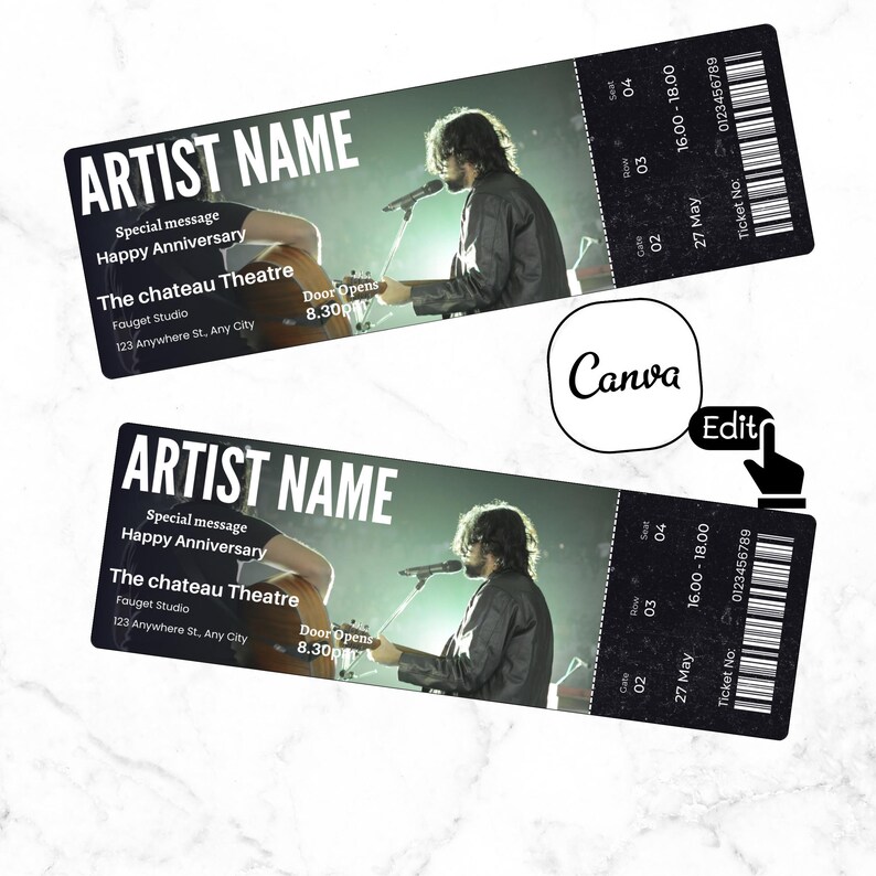 Editable Concert Ticket Template,diy Concert Ticket, Custom Concert ...
