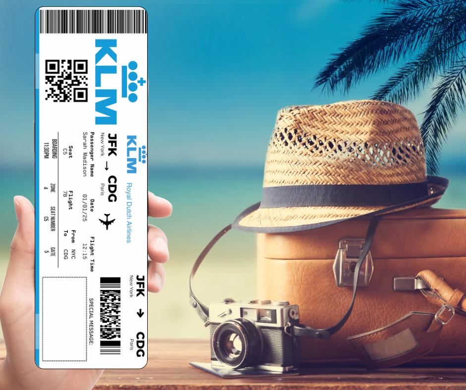 Editable KLM Royal Airlines Ticket Template, Custom Airline Ticket ...