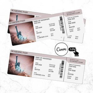 Editable Travel Ticket Template, DIY Airplane Ticket, Custom Airline ...