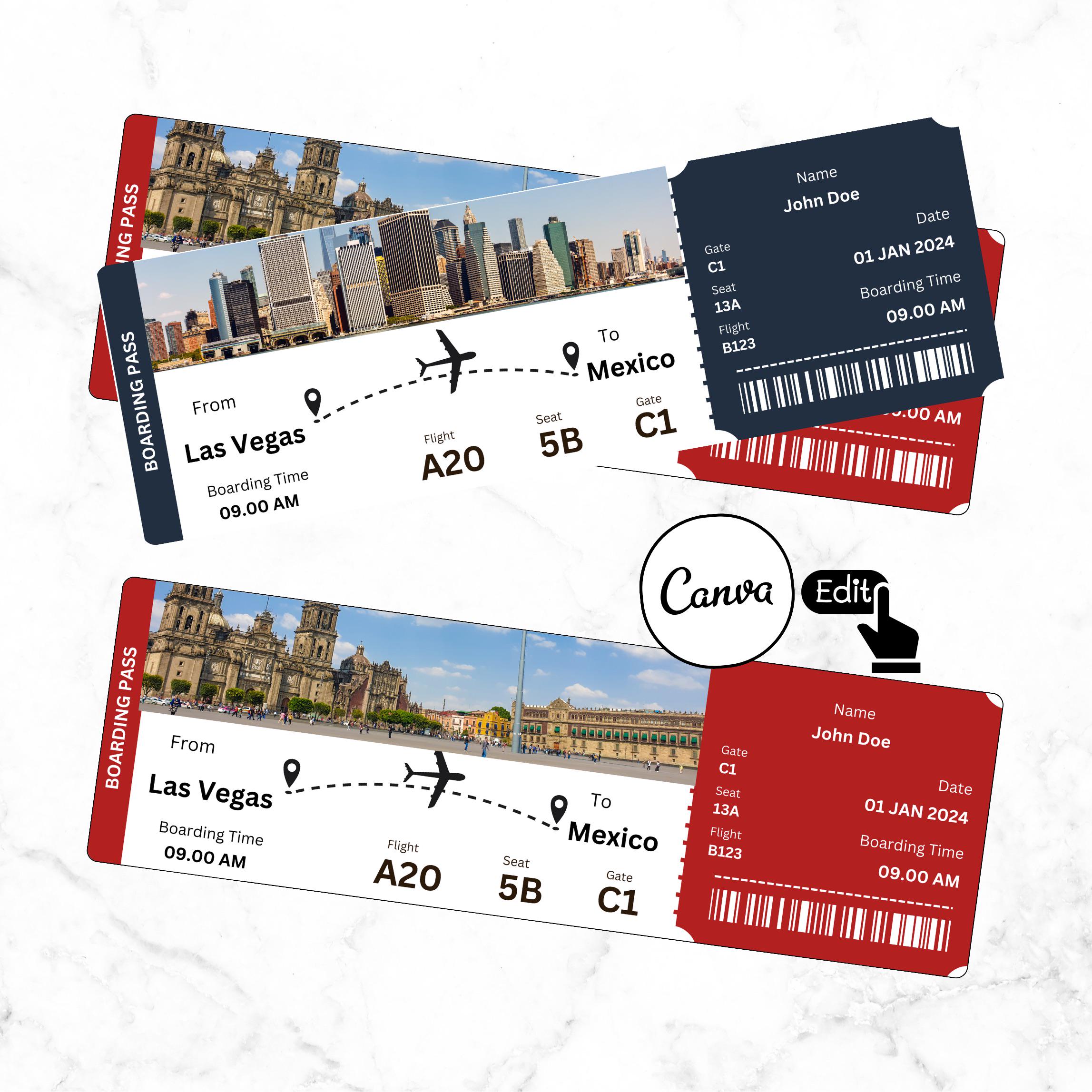 Editable Travel Ticket Template, DIY Airplane Ticket, Custom Airline ...