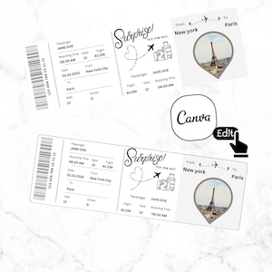 Editable Travel Ticket Template, DIY Airplane Ticket, Custom Airline ...