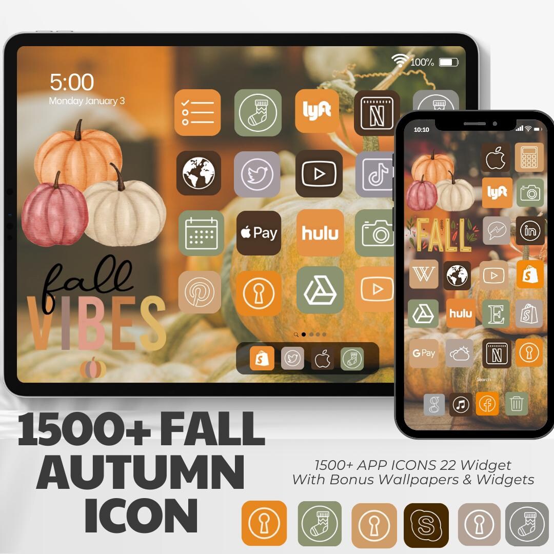 IOS Pumpkin Spice App Icons, Thanksgiving, Fall Aesthetic Theme, Icons ...