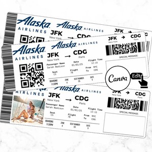 Editable Alaska Airlines Ticket Template, Custom Airline Ticket ...