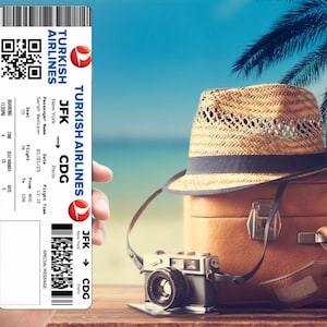 Editable Turkish Airlines Ticket Template, Custom Airline Ticket ...
