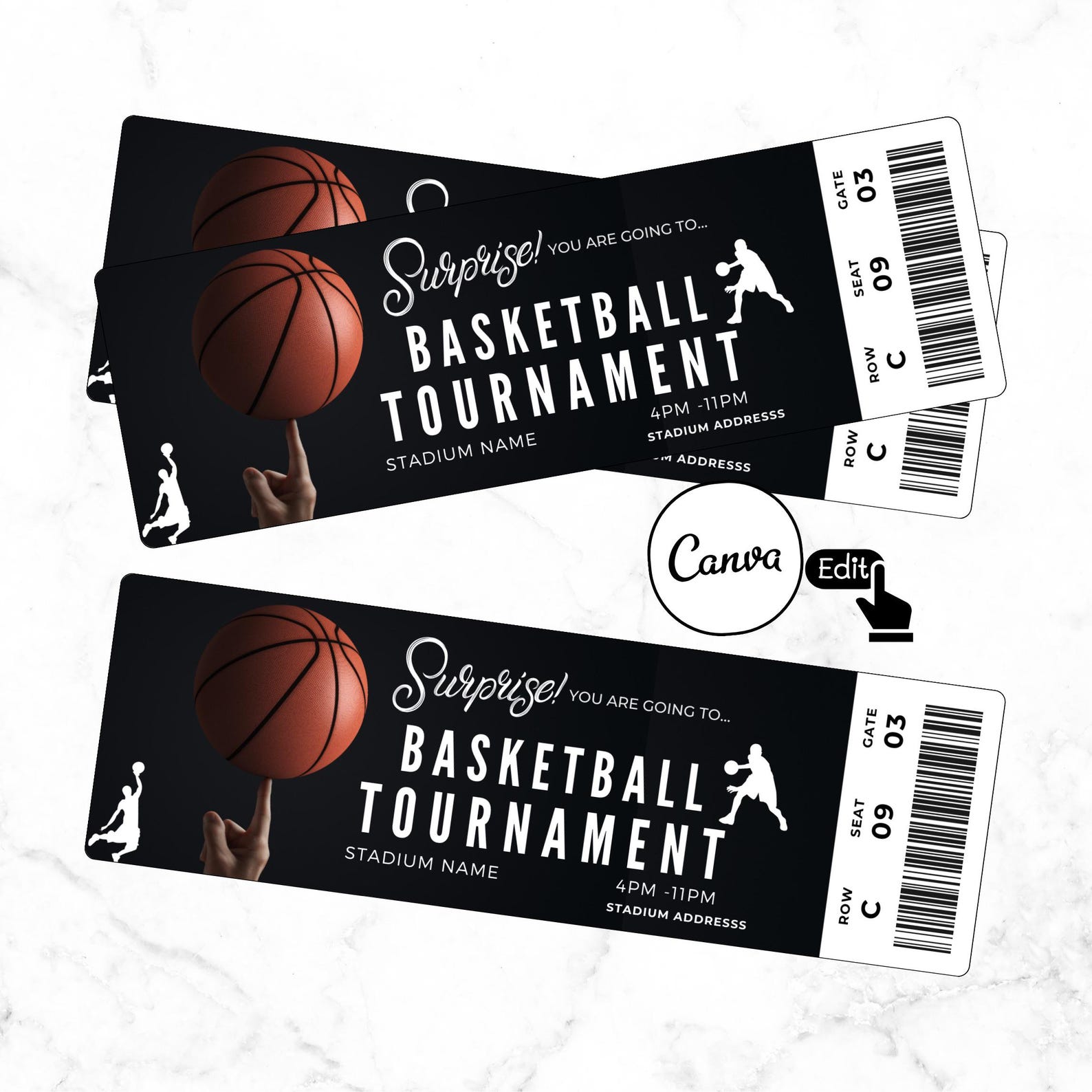 Editable Sports Ticket Template, DIY Basketball Ticket, Custom Sports ...