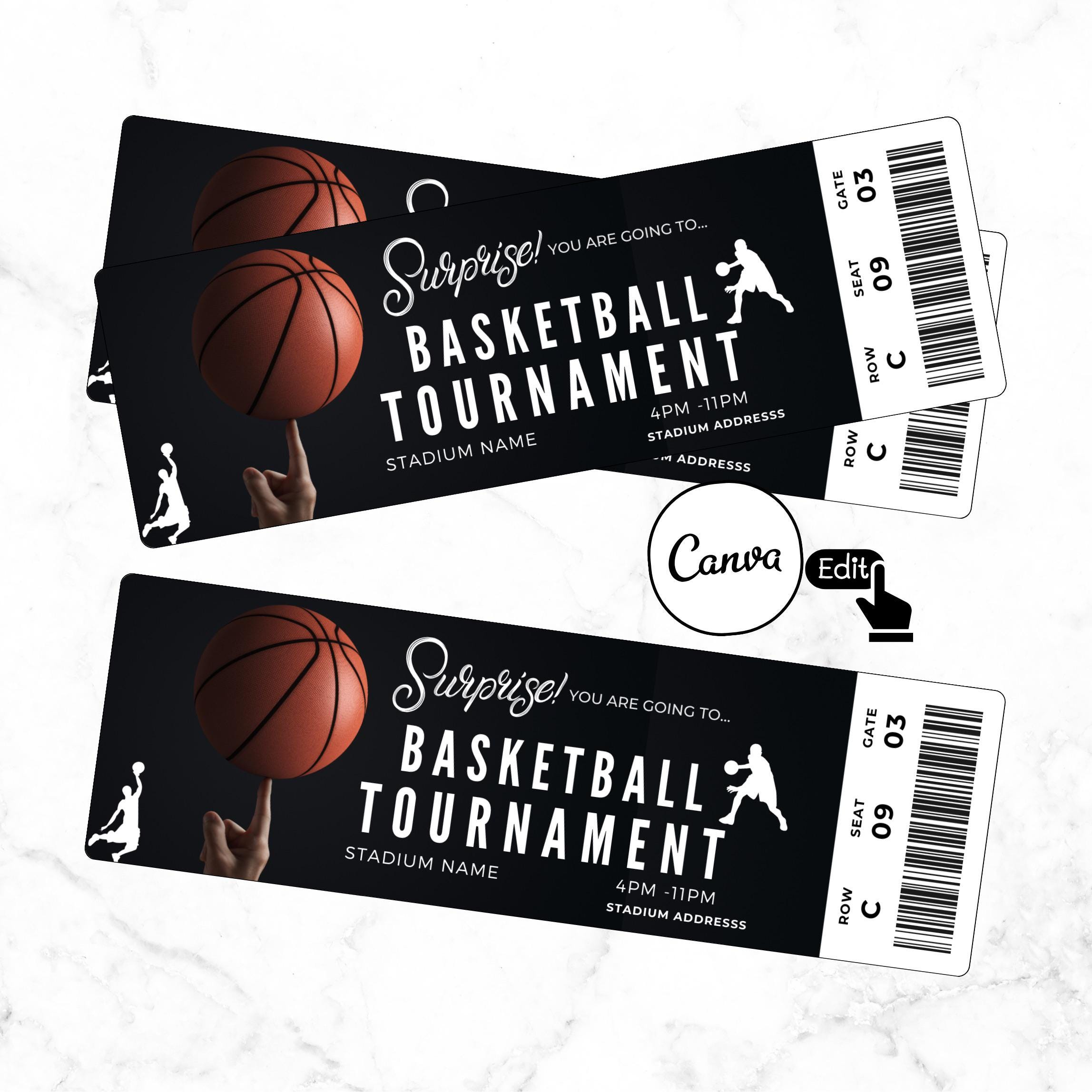 Editable Sports Ticket Template, DIY Basketball Ticket, Custom Sports ...