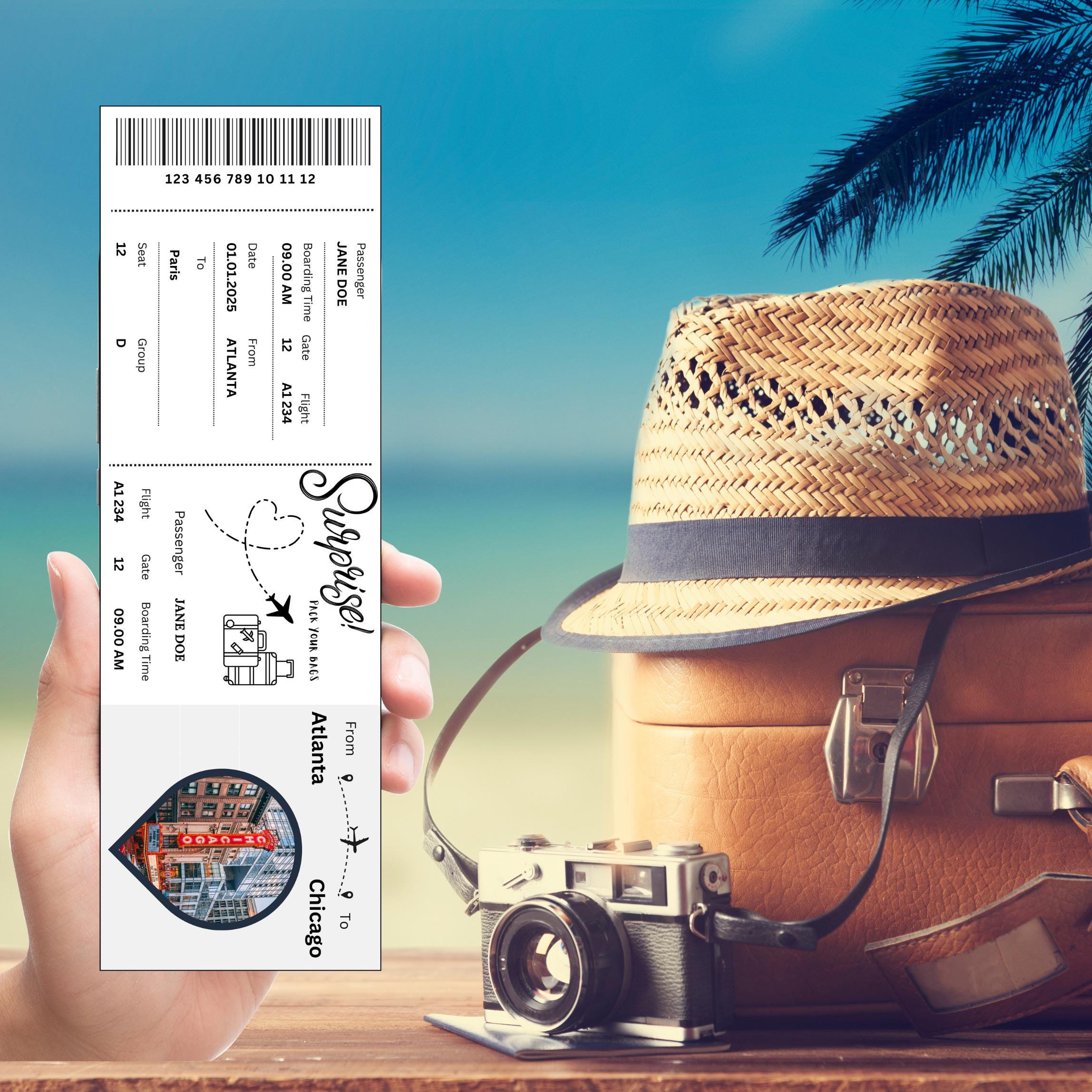 Editable Travel Ticket Template, DIY Airplane Ticket, Custom Airline ...