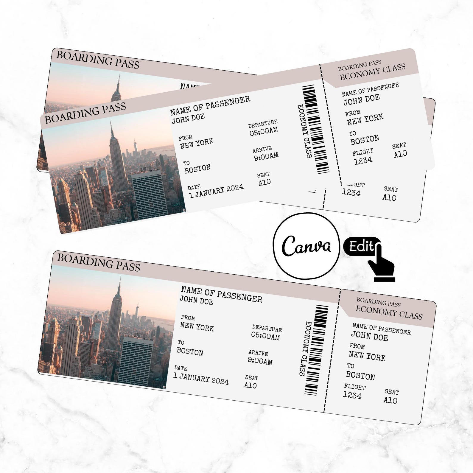 Editable Travel Ticket Template, DIY Airplane Ticket, Custom Airline ...