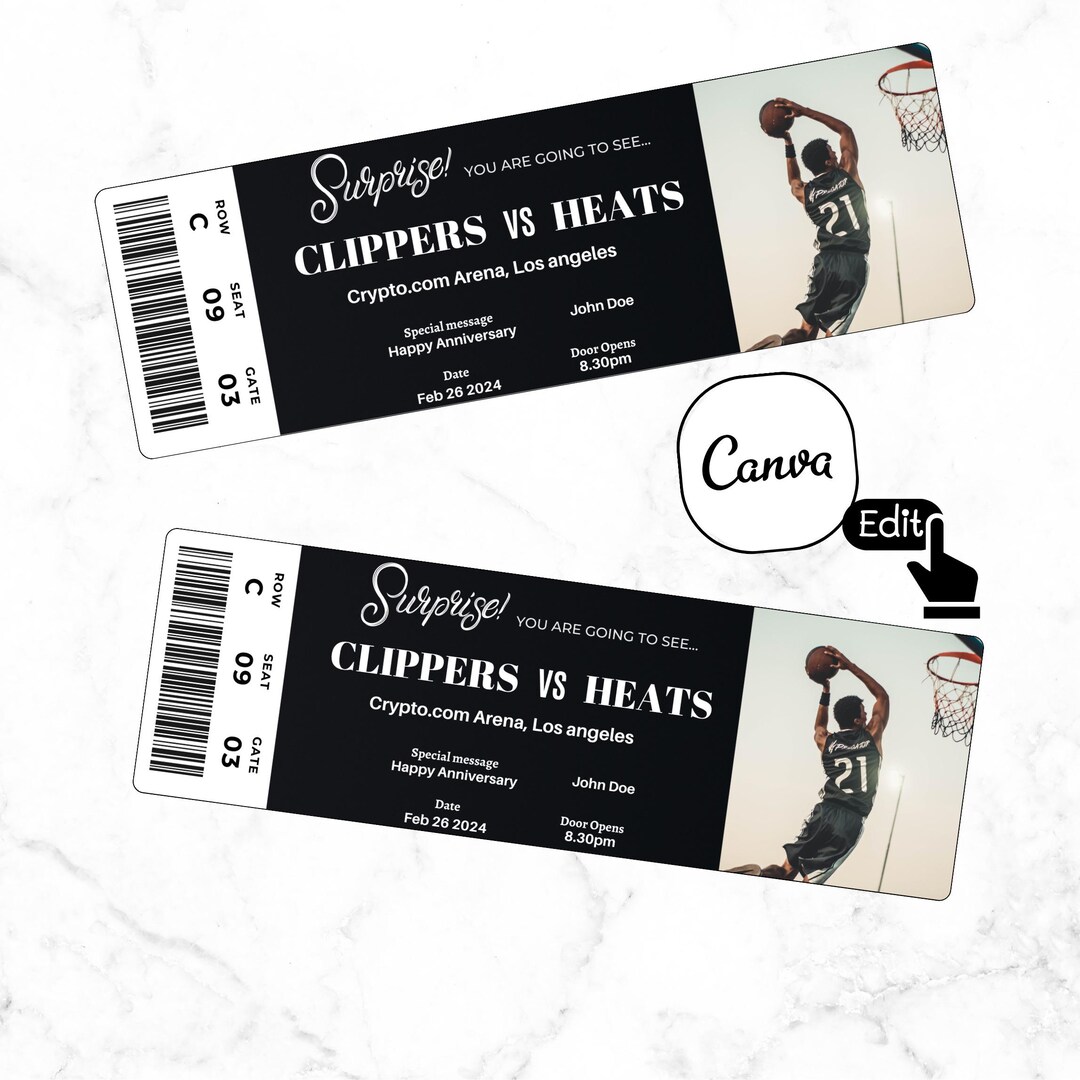 Editable Sports Ticket Template, DIY Basketball Ticket, Custom Sports ...
