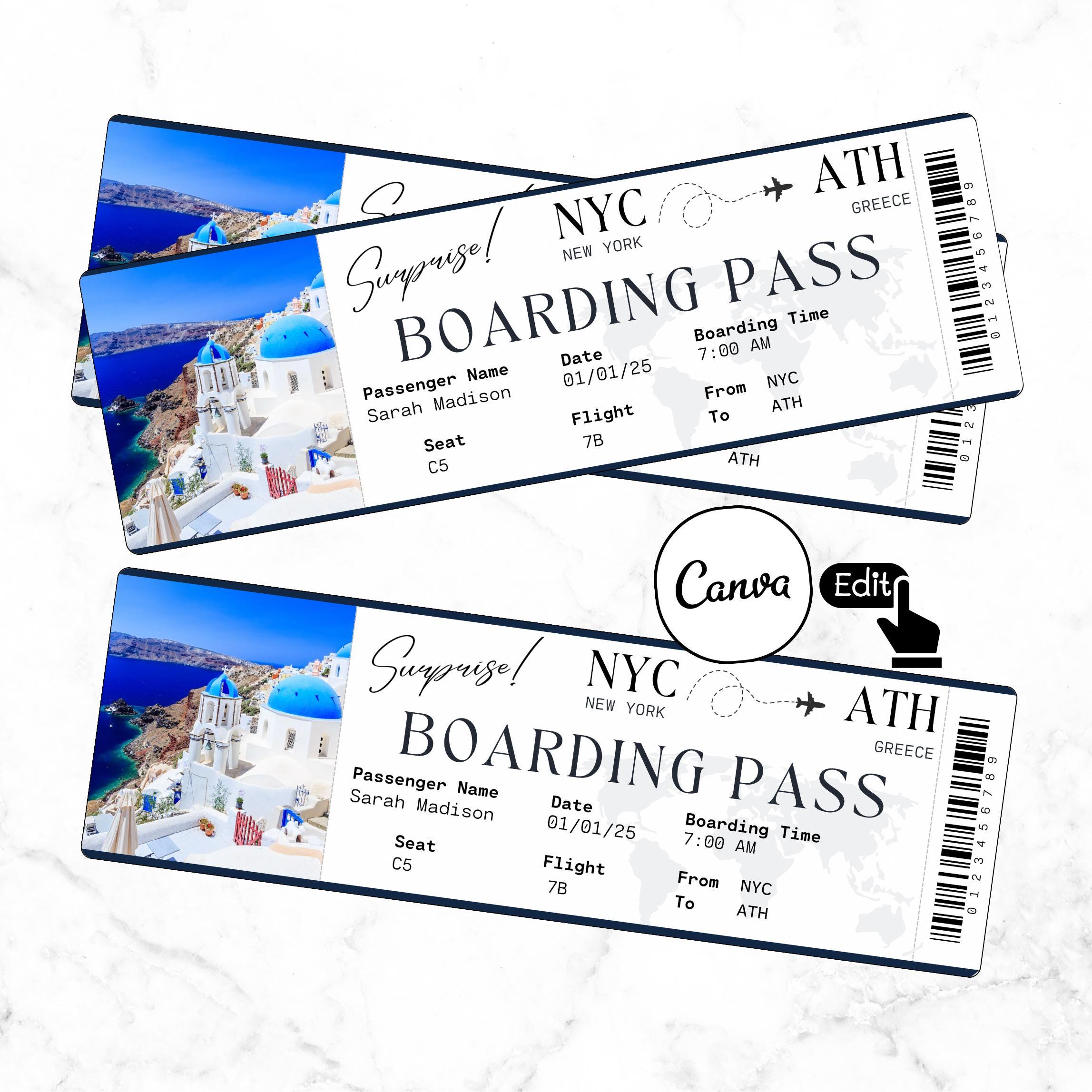Editable Travel Ticket Template, DIY Airplane Ticket, Custom Airline ...