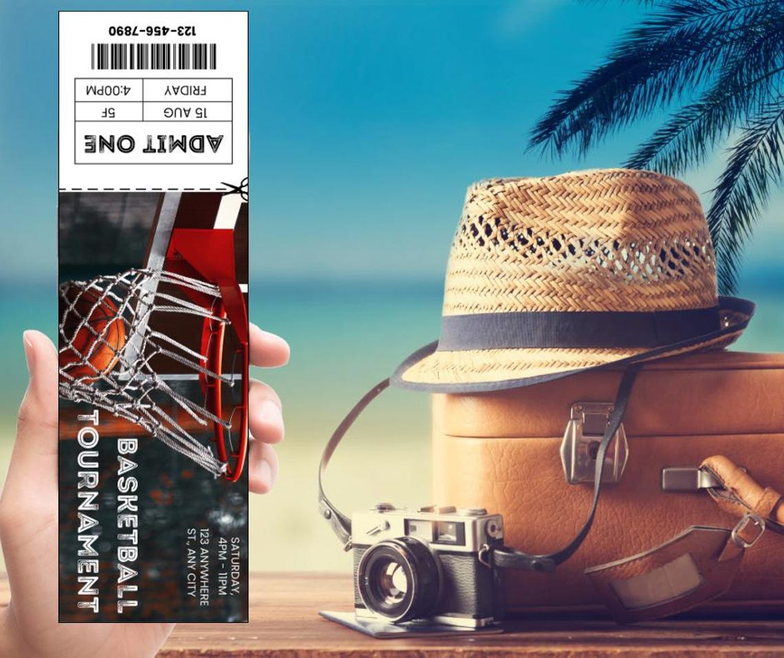 Editable Sports Ticket Template, DIY Basketball Ticket, Custom Sports ...