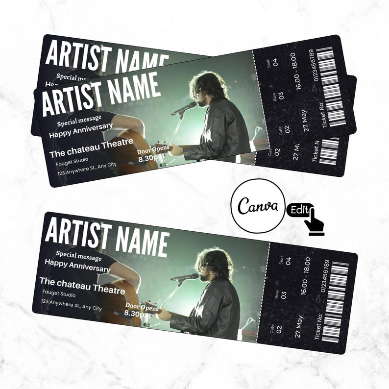 Editable Concert Ticket Template,diy Concert Ticket, Custom Concert ...