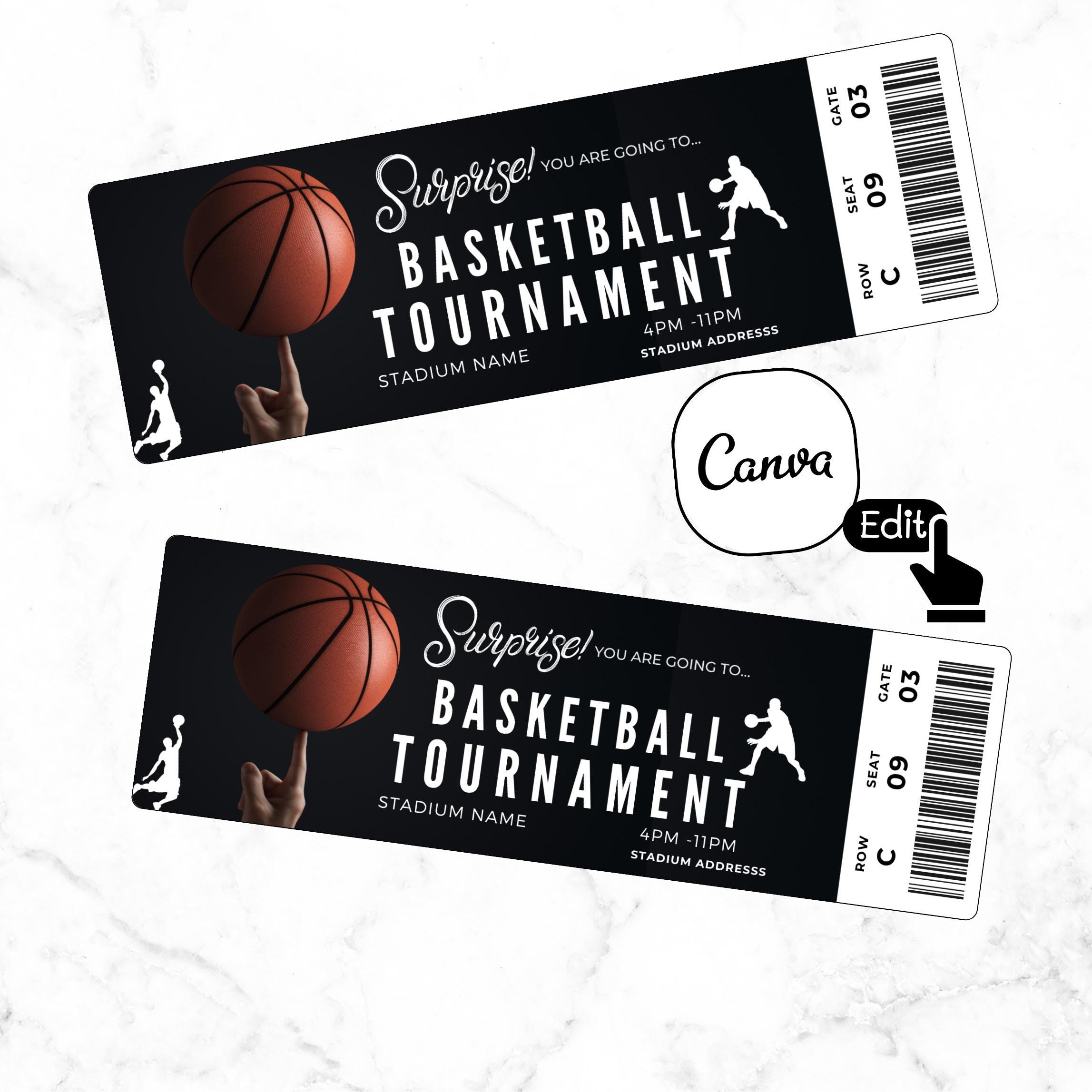 Editable Sports Ticket Template, DIY Basketball Ticket, Custom Sports ...