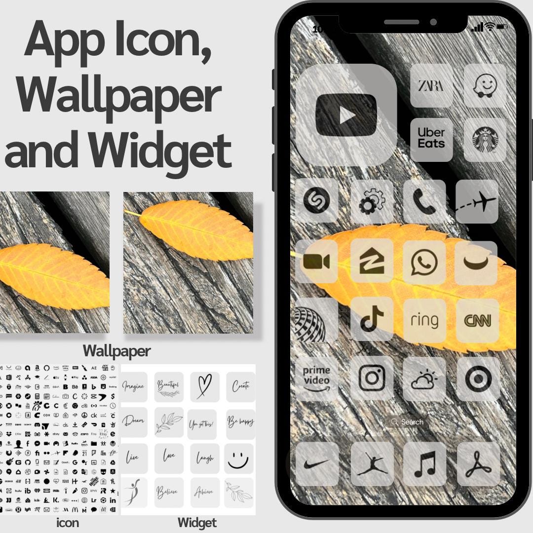 Gray Yellow iPhone Icon Set, Icons With Wallpapers and Widgets, Icons ...
