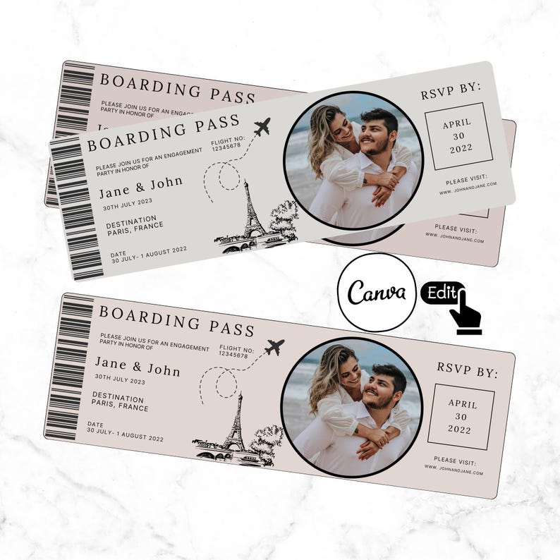 Editable Travel Ticket Template, DIY Airplane Ticket, Custom Airline ...