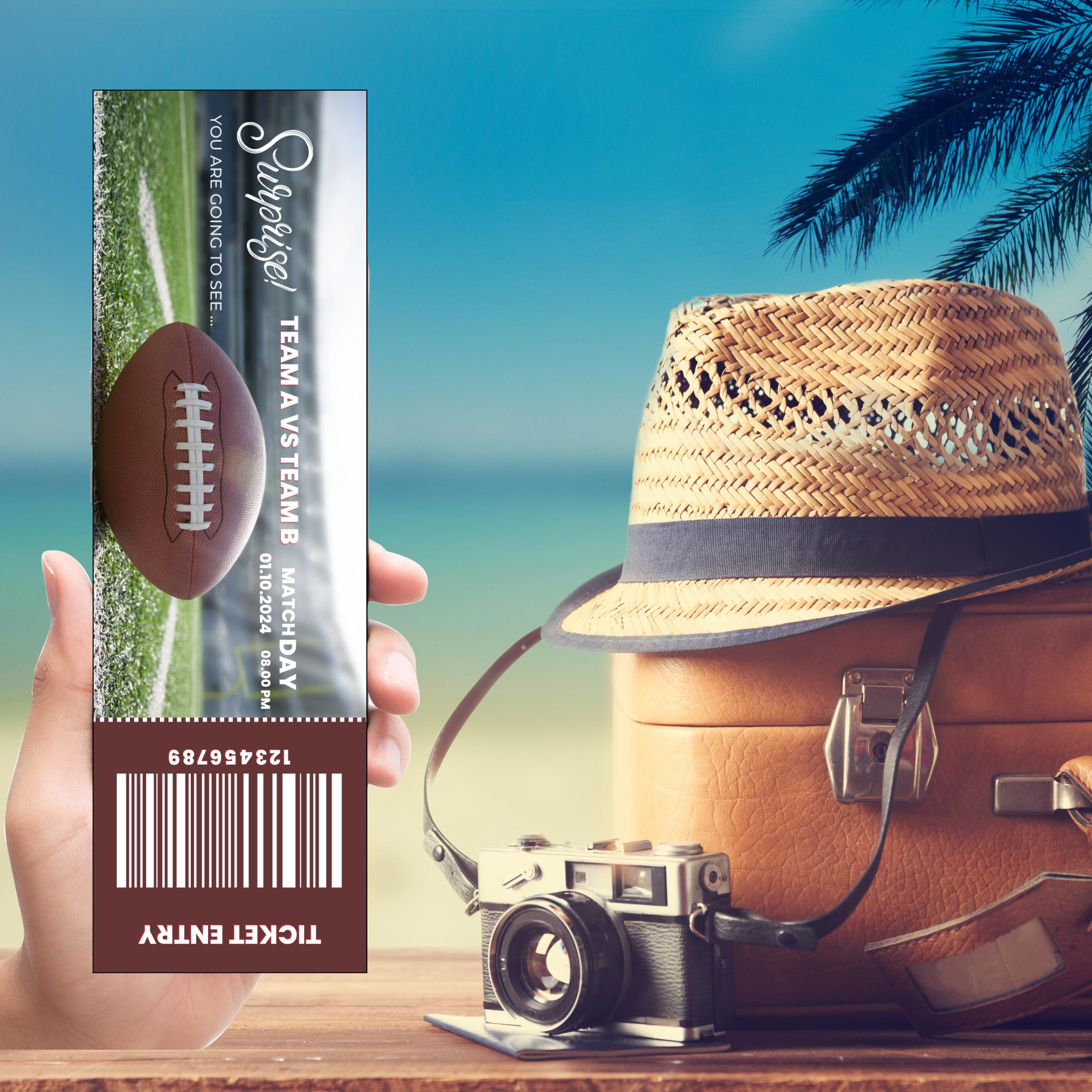 Editable Sports Ticket Template, DIY Football Ticket, Custom Sports ...